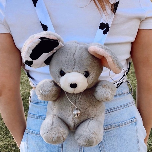 Handmade | Bags | Reworked Upcycled Plushie Teddy Bear Backpack Cow ...